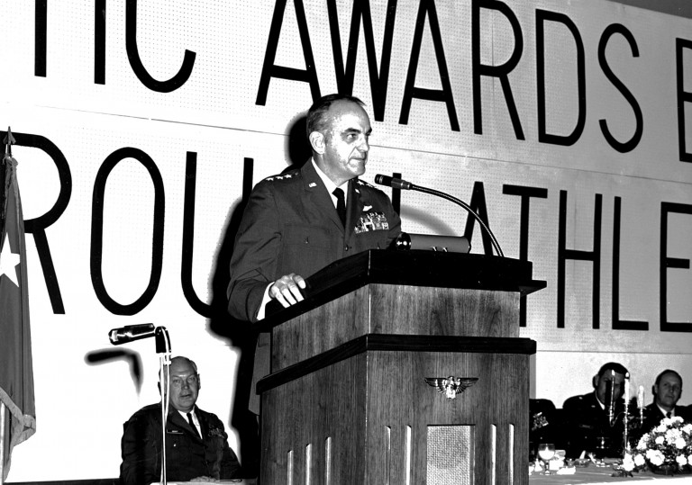 George Simler at podium - Cambria County Sports Hall of Fame
